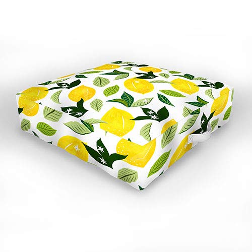 Society6 83 Oranges Lemona Indoor/Outdoor Floor Cushion, 26" x 26", Blue