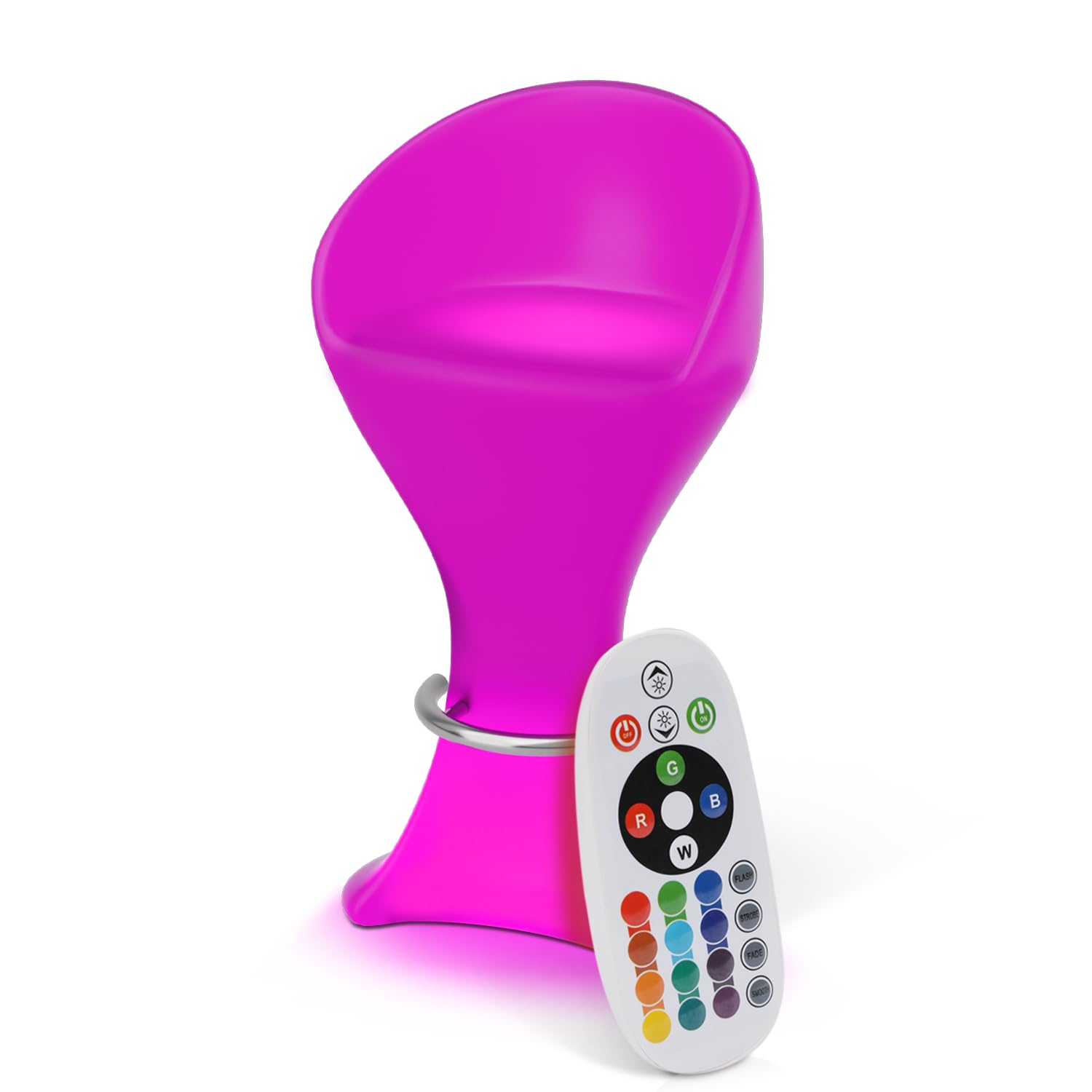 MoNiBloom 41" High Led Stool Chair, 16-RGB Color Changing Barstool with Footrest, Outdoor Cordless Waterproof Rechargeable LED Furniture Dimmable Light Up Stool for Garden Pub Club Cocktail Pool Party