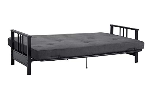DHP Harlow Futon Set with Metal Bed Frame and 6" Mattress, Full, Gray