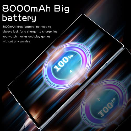 deriny PA13 10 inch Android Tablet,1080p Full HD,Long Lasting Battery,Dual Camera,6GB RAM 128GB ROM,Dual SIM,WiFi,GPS,Bluetooth,Fire HD Kids Tablet,Widely Compatible with App(Silver)