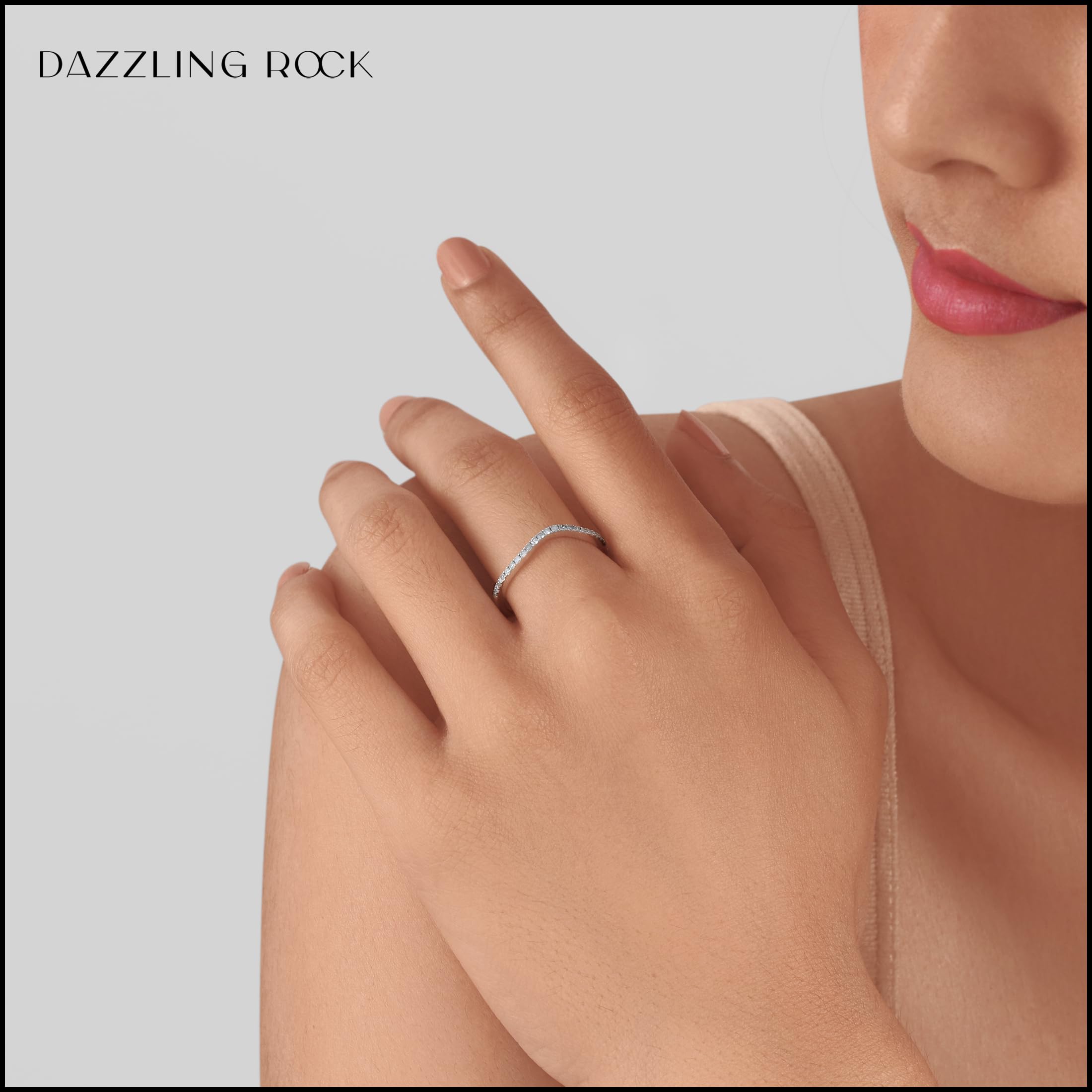Dazzlingrock Collection 0.15 Carat (Cttw) Round White Diamond Contour Wedding Ring Enhancer Guard for Women in 14K White Gold Size 7