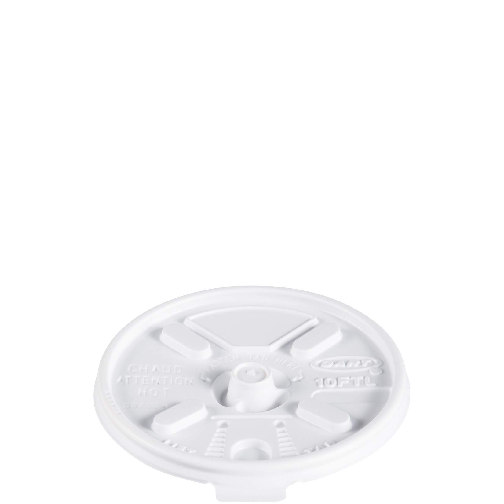 DART 10FTL White Lift N Lock Lid for Foam Cups and Containers (Case of 1,000), 10 oz.