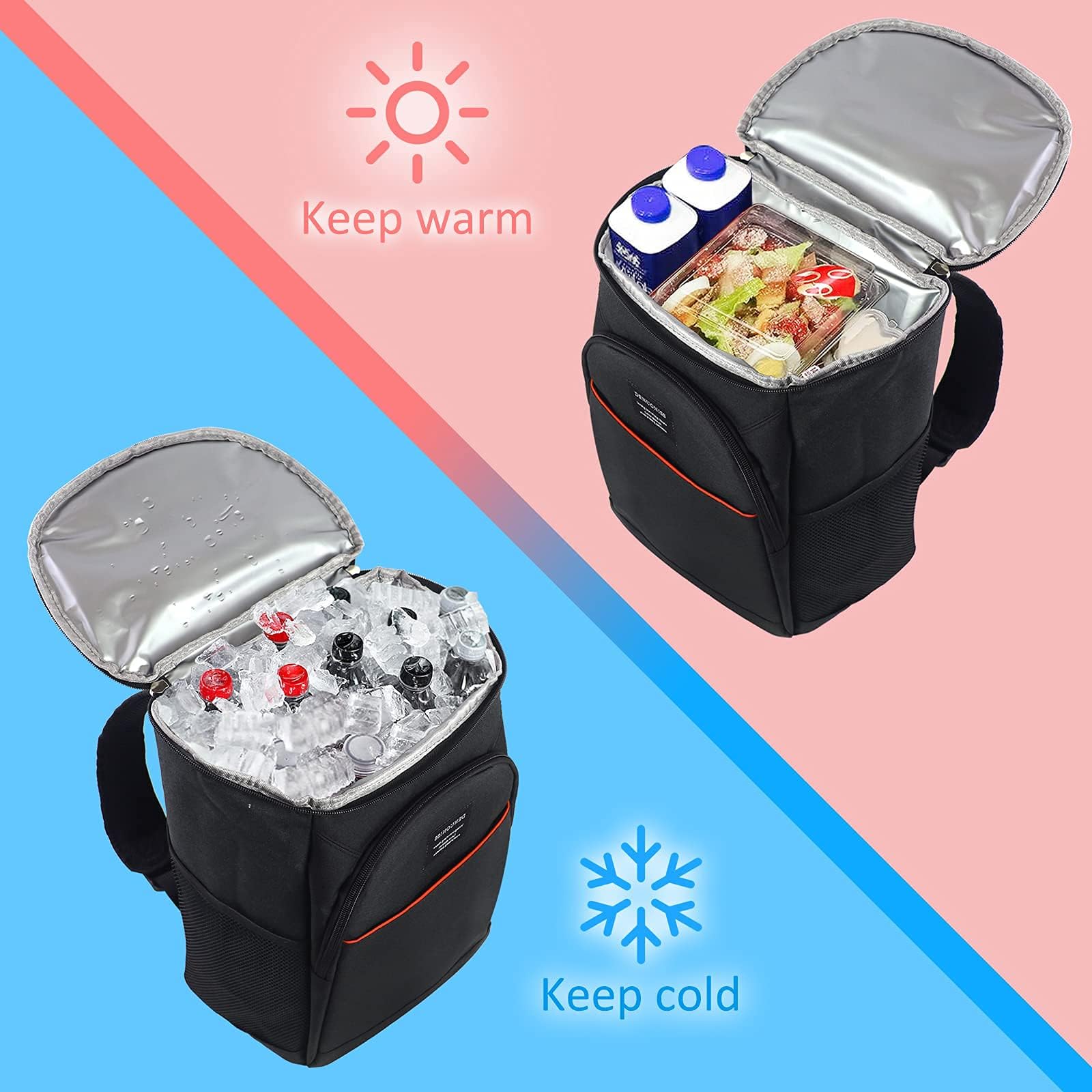 GOTINSN Insulated Cooler Backpack, Leakproof Soft Cooler Bag, Lightweight Camping Cooler, Backpack Lunch Bag for Men & Women, Beach Picnics, Park, Day Trips (Blue)