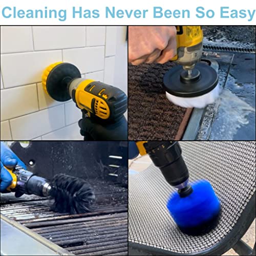 ProSMF Ultimate Drill Brush Set - Drill Brush Attachment Set - Drill Cleaning Brush Attachment Set - Scrub Brush for Drill - Drill Scrubber Brush Kit - Cleaning Brushes for Drill