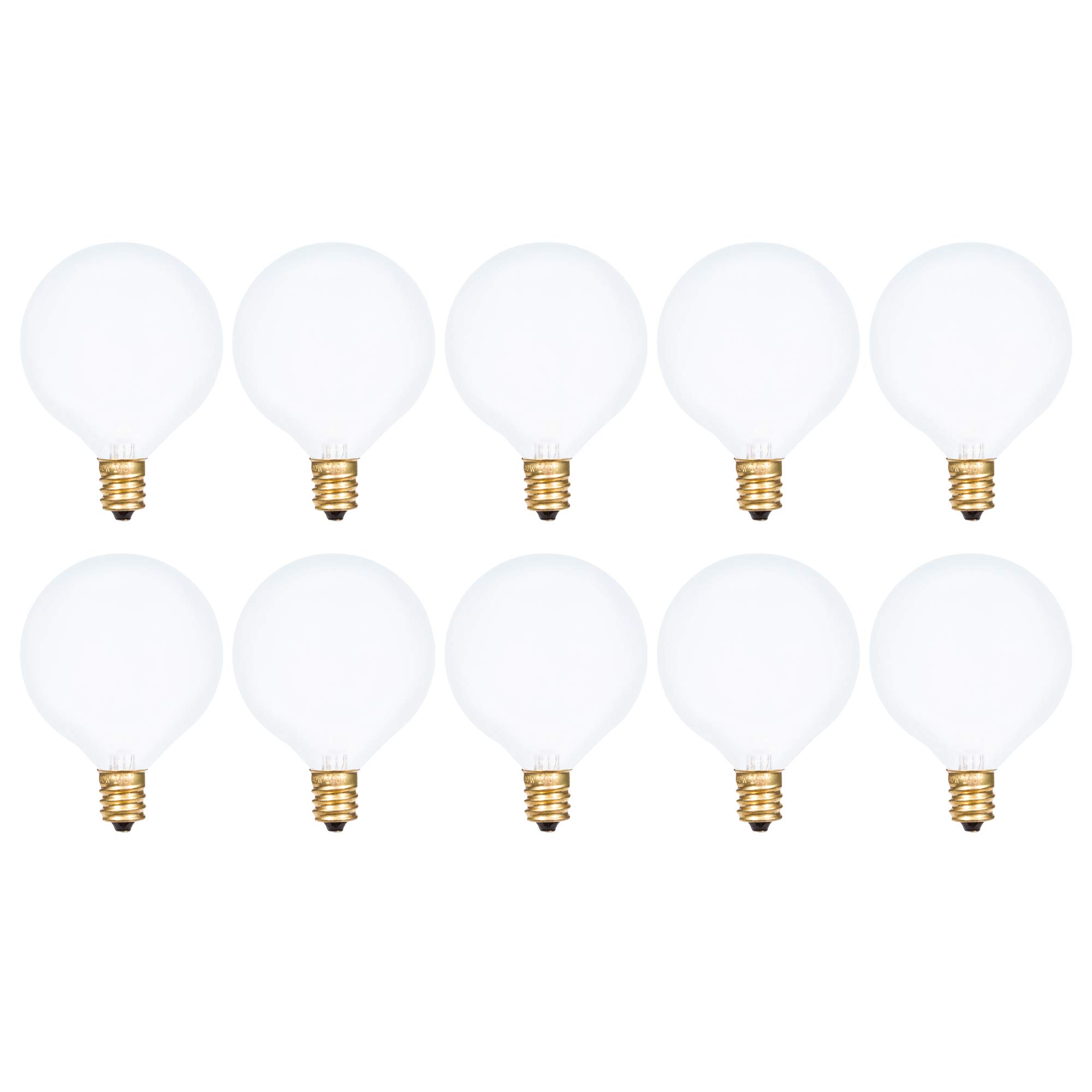Simba Lighting Small Globe G16.5 Round Bulb 40W E12 Candelabra Base (10 Pack) for Chandelier, Ceiling Fan Light, Decorative Vanity Lights, Wall Sconce, Frosted Glass 120V, 2700K Warm White Dimmable