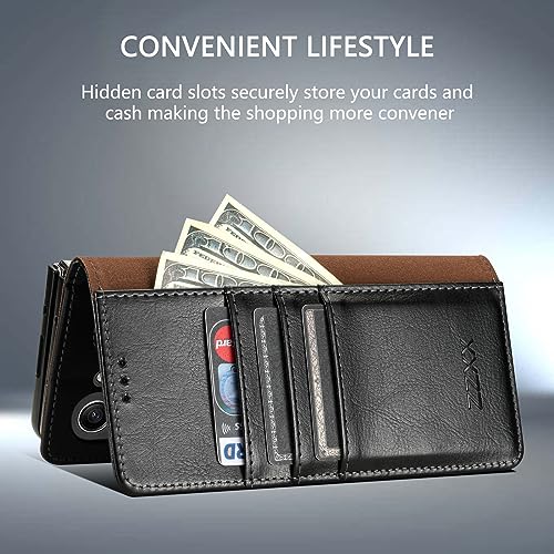 ZZXX Samsung Galaxy Z Fold 5 Wallet Case with [RFID Blocking] Card Slot Magnetic Closure Leather Flip Fold Protective with S Pen Holder Phone Case for Galaxy Z Fold 5 Case Wallet(Black-7.6 inch)