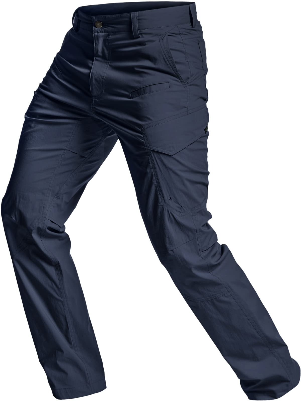 CQR Men's Cool Dry Tactical Pants, Water Resistant Outdoor Pants, Lightweight Stretch Cargo/Straight Work Hiking Pants, Runyon Cargo Navy, 34W x 30L