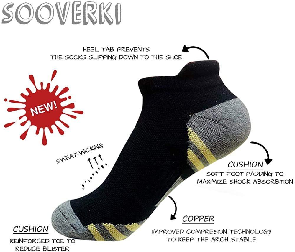 Copper Plantar Fasciitis Running Compression Socks for Men & Women โ6 Pairs Arch Support Ankle Socks for Athletic&Travel