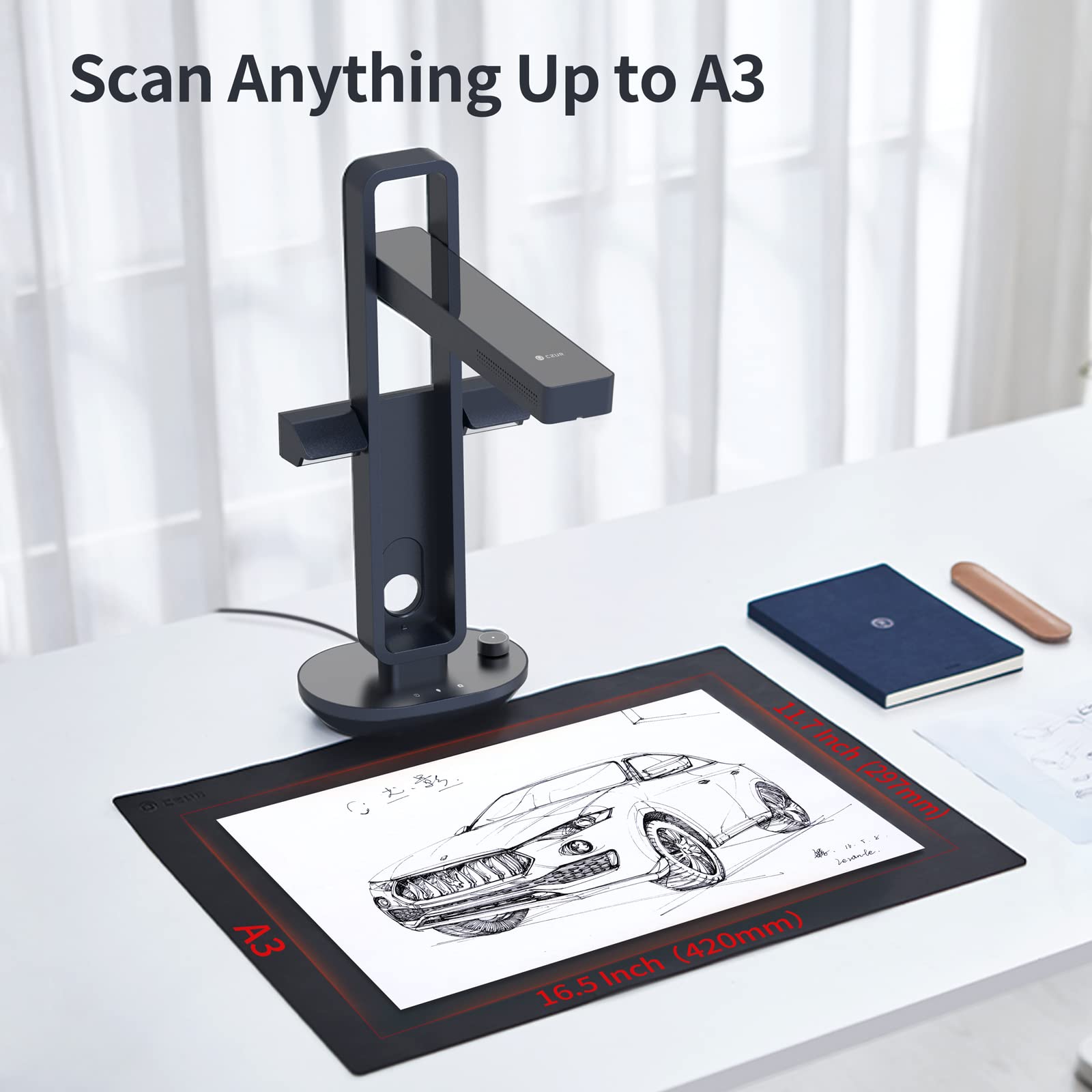 CZUR Aura Pro, Smart Portable Personal Scanner and Desk Smart Lamp, AI Technology for Enhanced Scanning Performance for Book & Document or Any Paper Materials (Bound or Unbound), for Mac & Windows