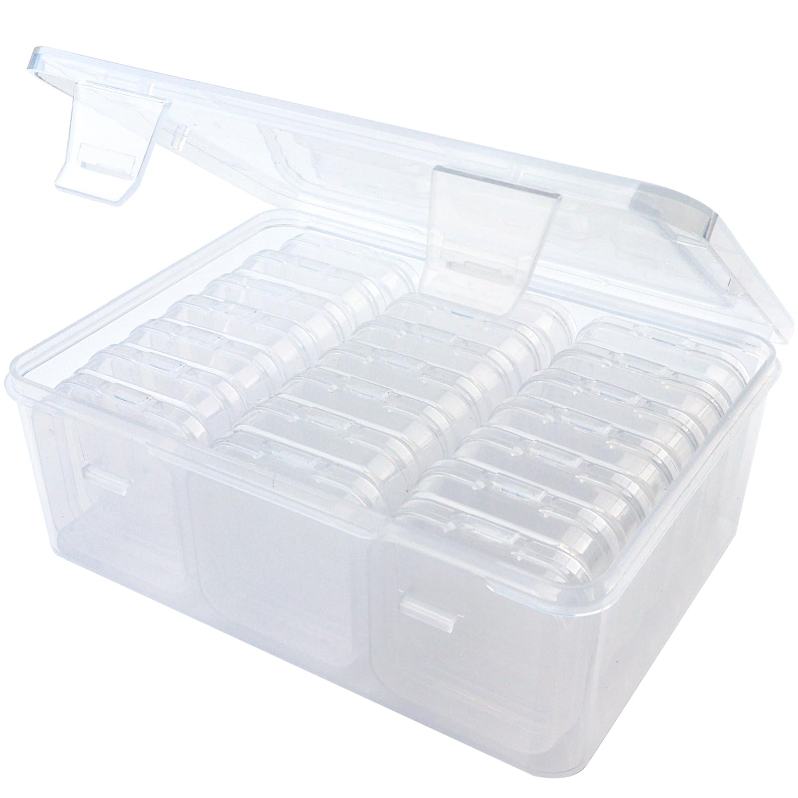 Moon Magpie Bead Organizers Box, Plastic Storage Cases Mini Clear Bead Storage Containers Transparent Boxes with Hinged Lid and Rectangle Clear Craft Case