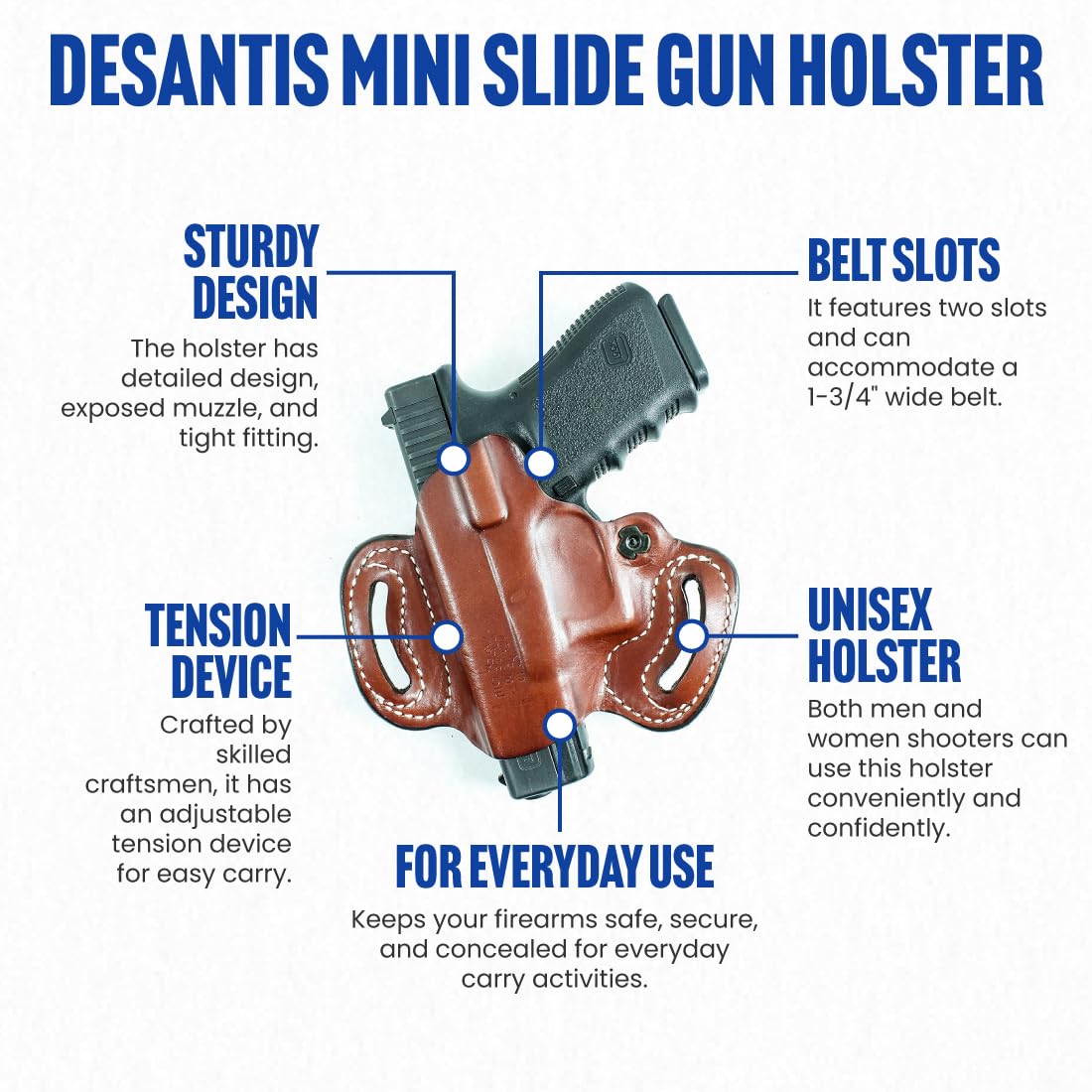 DeSantis Mini Slide Gun Holster, Fits SIG SAUER P365, P365 XL Romeo Zero, P365 XL, P365 SAS, Built from Leather, Pistol Holster with an Adjustable Tension Device, Black, Right Fitment