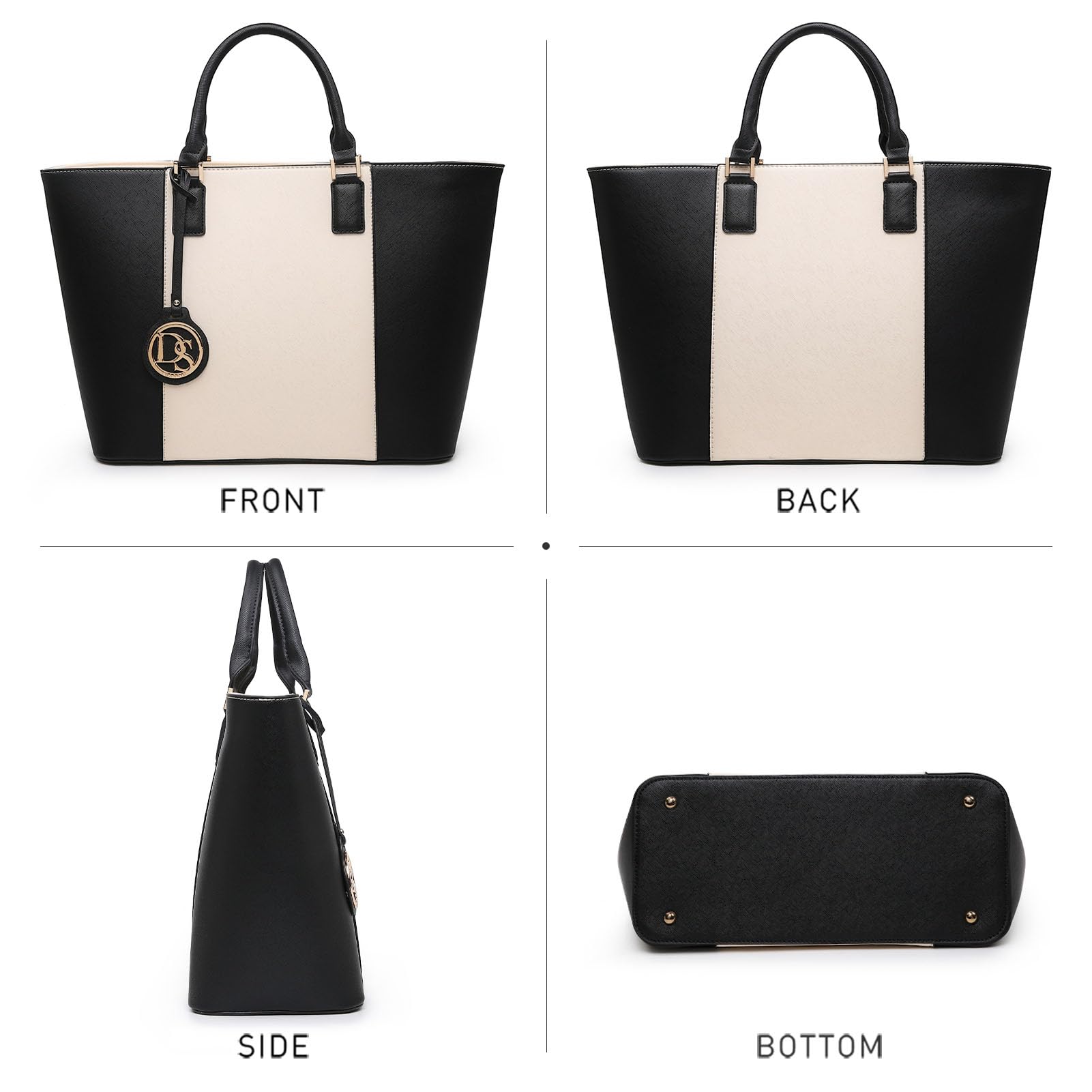Dasein Two Tone Purses and Handbags for Women Tote Bags with Matching Wallet and Shoulder Strap