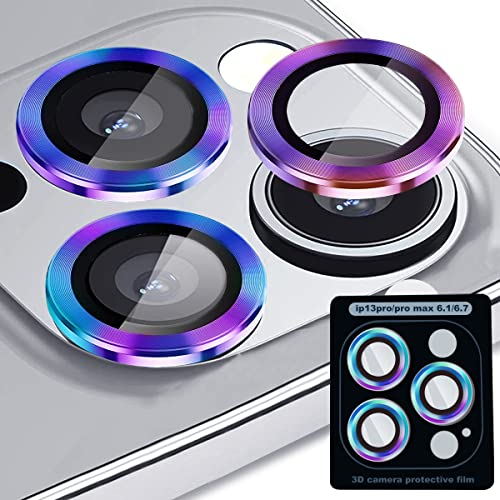 TIUYAO Camera Lens Protector for iPhone 13 Pro 6.1"& iPhone 13 Pro Max 6.7", Tempered Glass Camera Lens Protector Aluminum Alloy Lens Ring Cover Fit for iPhone 13 Pro/iPhone 13 Pro Max (Colorful)