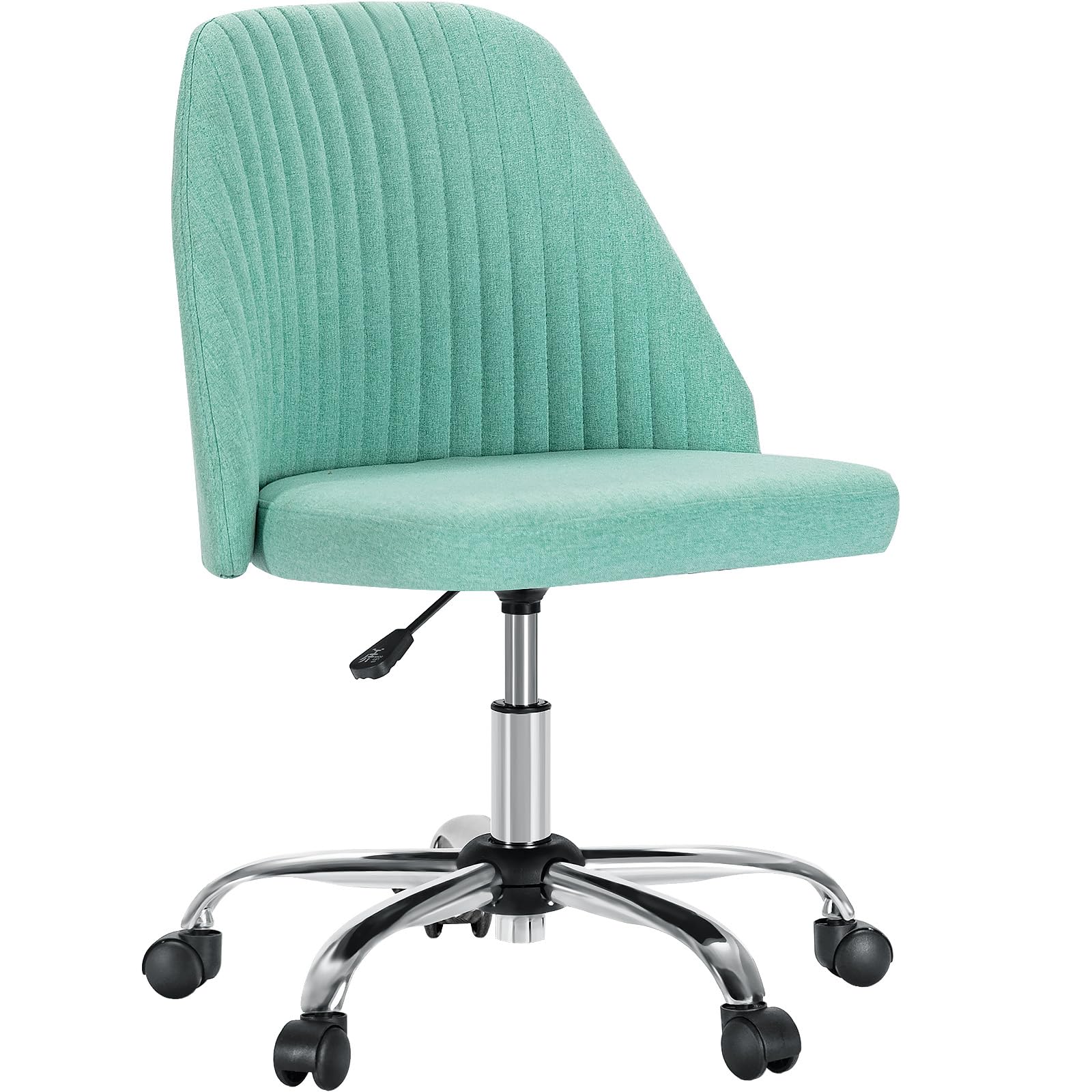 Sweetcrispy Armless Office Chair Modern Fabric Home Office Desk Chairs, Cute Desk Chair with Wheels Adjustable Swivel Task Computer Vanity Chair for Small Spaces