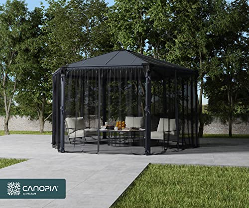 Palram - Canopia Roma/Monaco Garden Gazebo Netting Set Gray - 6 Pieces
