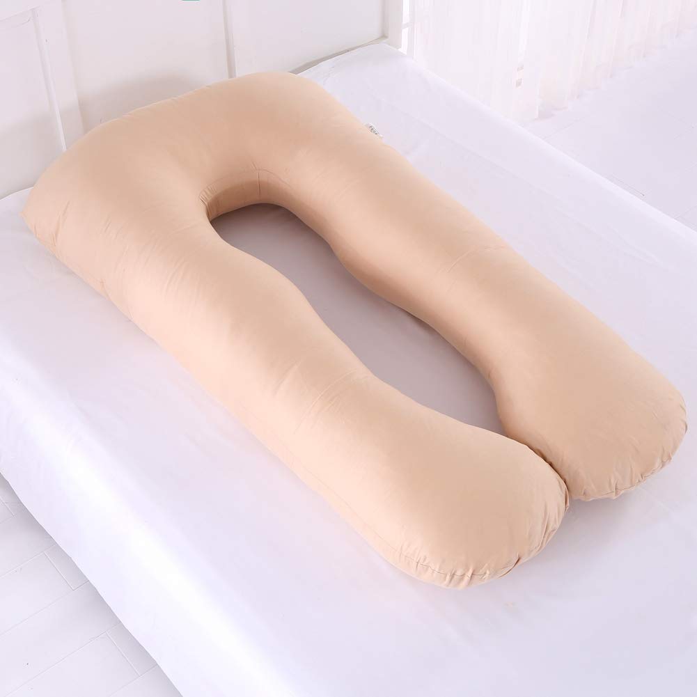 Do&Get Home Collection Pregnancy Pillow, U-Shape Maternity & Nursing Support with Removable Cotton Cover (Light Brown)