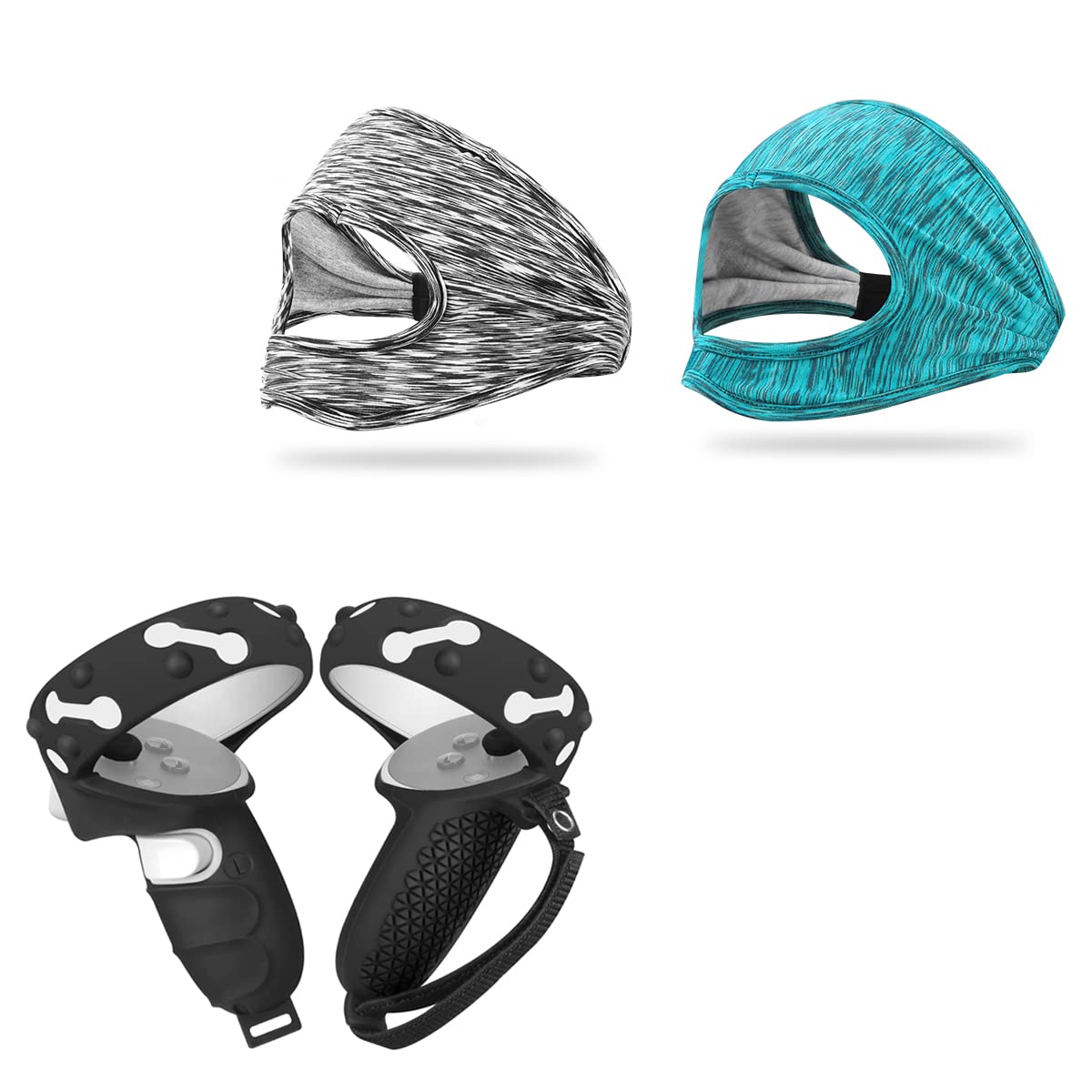 Eyglo Controller Grip Cover Strap and Face Cover Sweat Guardfor Meta/Oculus Quest 2,Sweatproof Washable Light Blocking