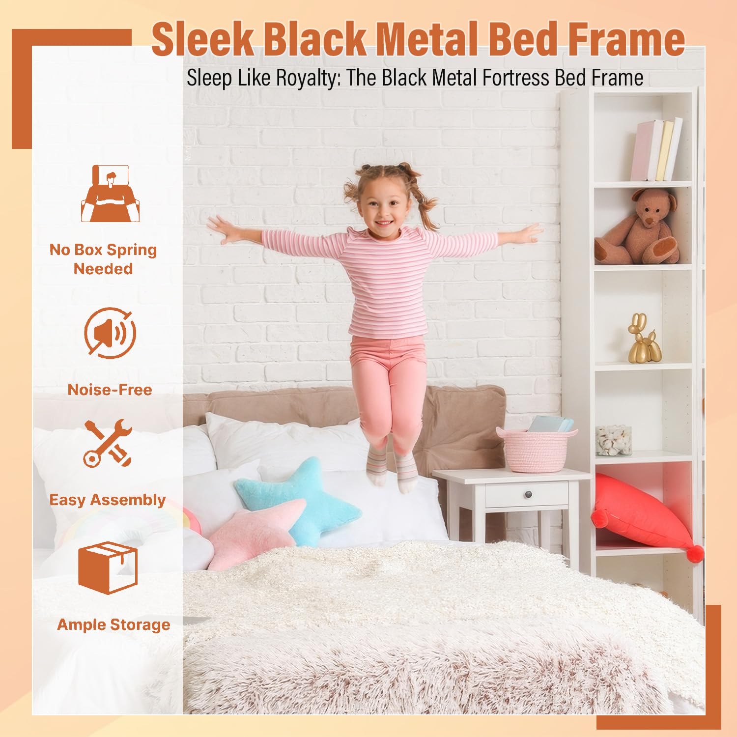 MGHH Heavy Duty Platform Bed Frame Twin Size with Storage Space Underneath, No Box Spring Needed, Easy Assembly, Mattress Foundation,Noise-Free,Twin