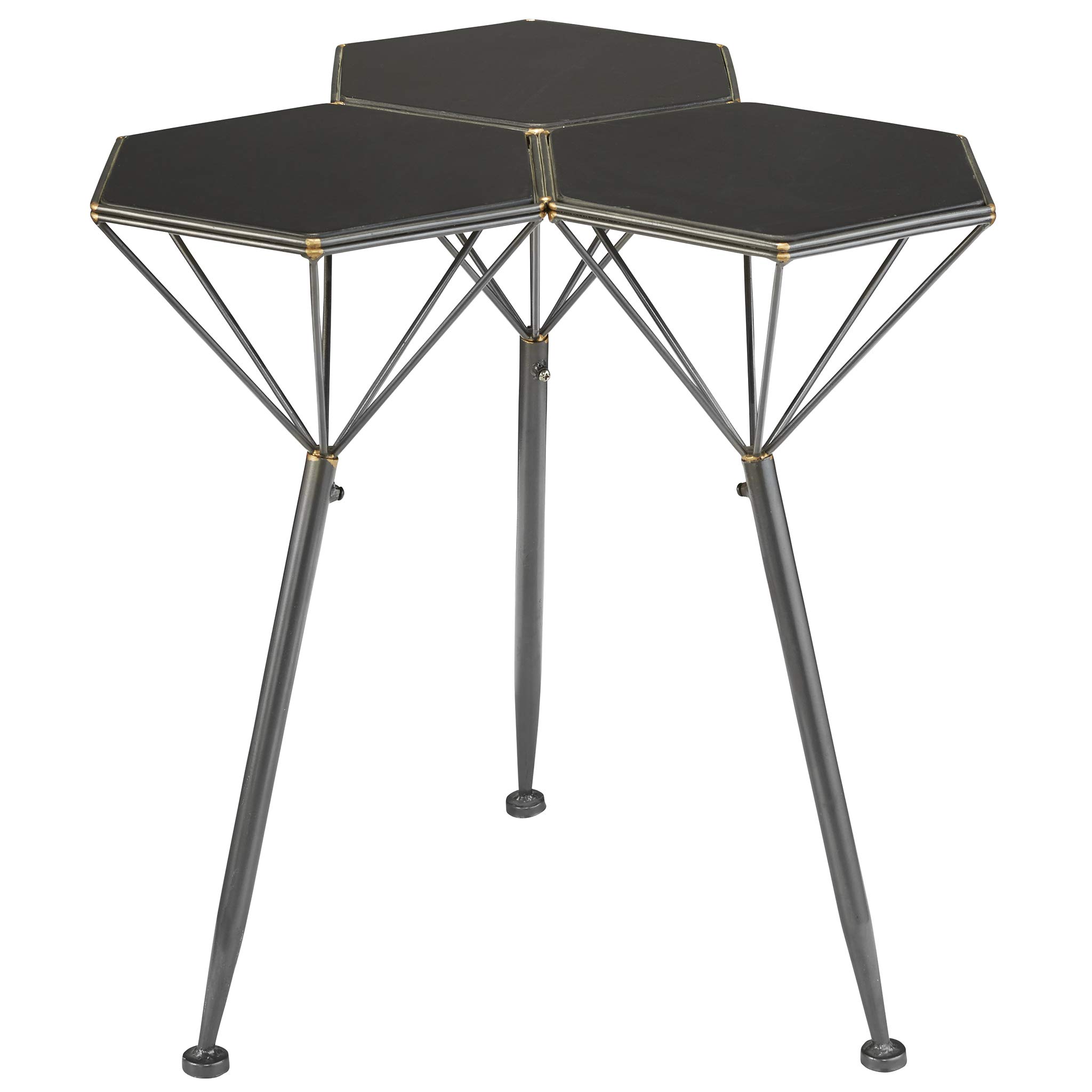 Design Toscano Geo Hex Honeycomb Modern Side Table, 24 Inches, black