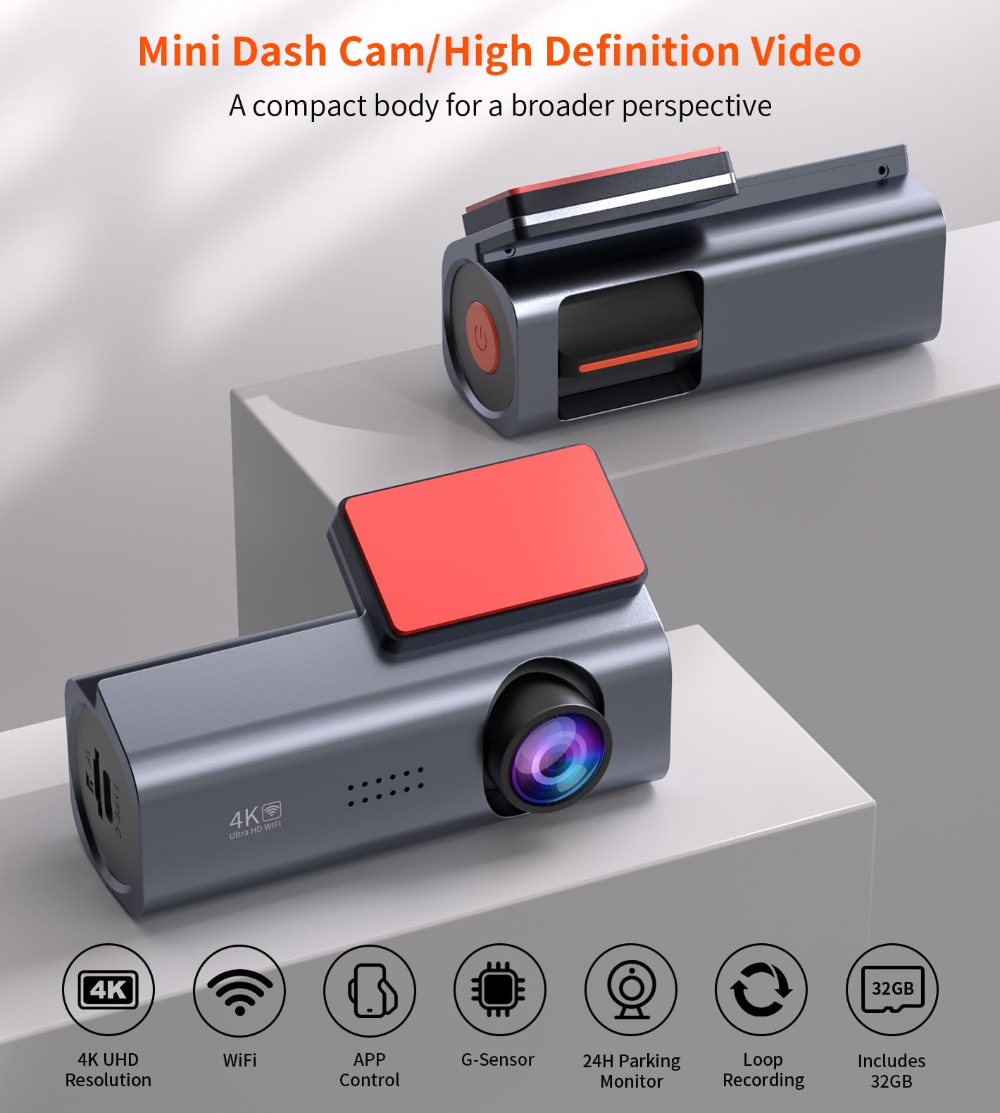 Cosuvow Dash Cam 4K Front Dash Camera for Cars 2160P WiFi Dashcam with APP Wireless Car Camera 24 Hours Parking Mode WDR Free 32G Card G-Sensor Loop Recording