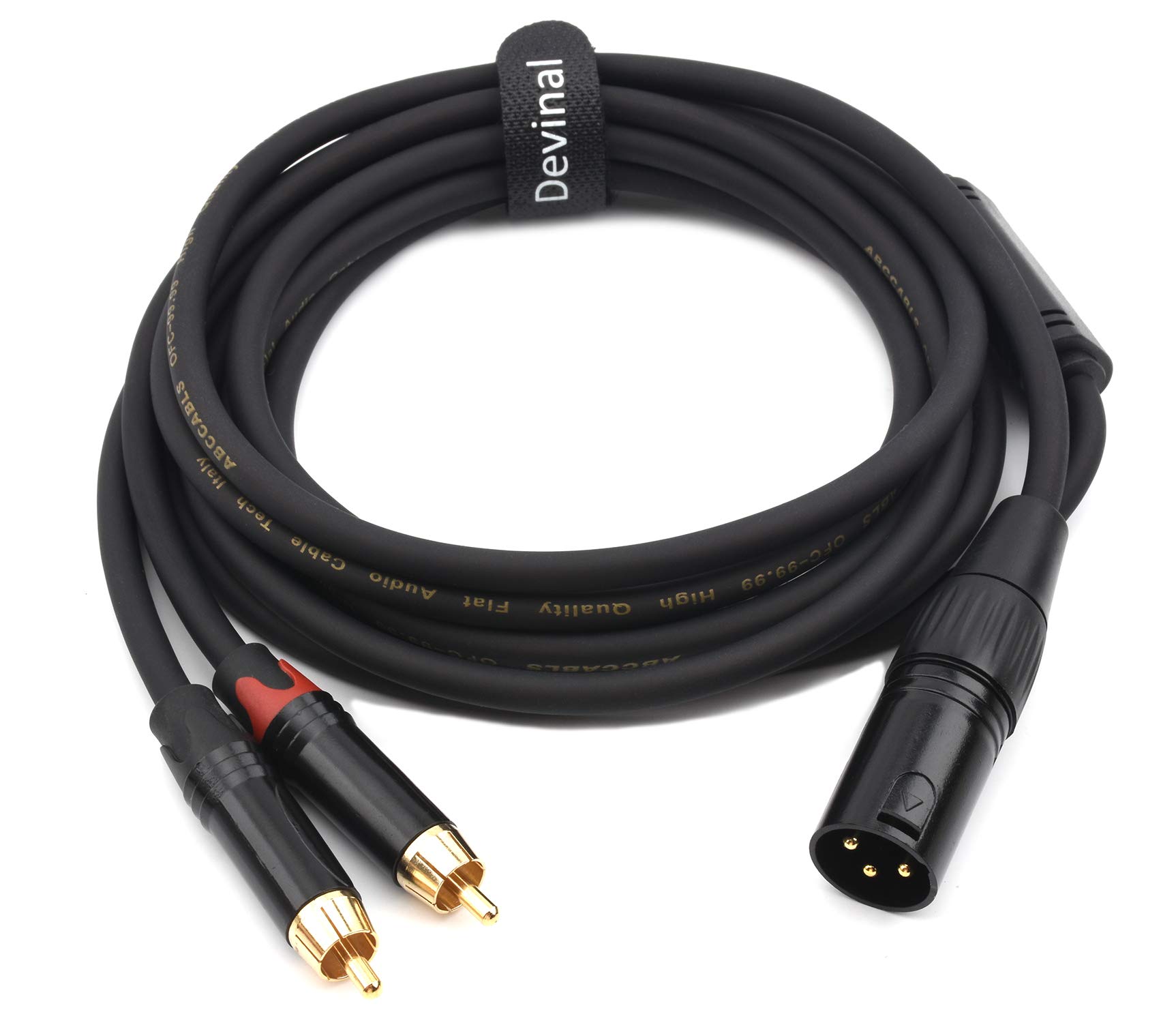 Devinal Dual RCA to XLR Y-Cable, Unbalanced XLR Male Y Splitter Patch Cord, 2 Phono Plug to 1 XLR Adapter Interconnect Duplicator Lead Cable Connector, Heavy Duty Baking Paint 15 feet
