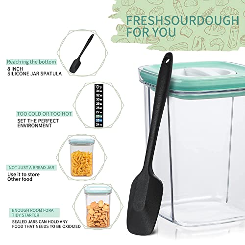 Cygnet Sourdough Starter Jar Kit, 45 Oz DIY Sourdough Starter Jar, Thermometer, Silicone Jar spatula, Chalkboard labels & Marker. - Reusable Sourdough Jar Kit, Plastic Airtight Food Storage Canister