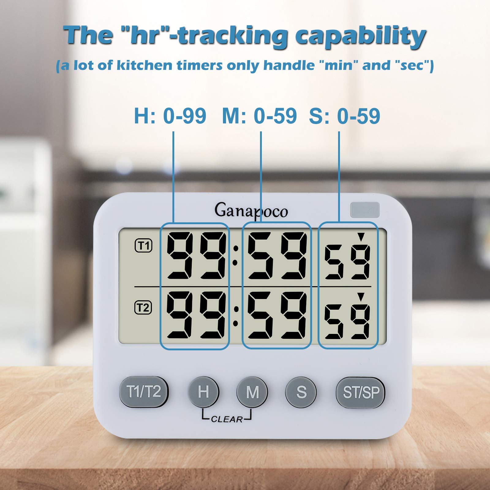 Dual Digital Timer, Kitchen Timer for Cooking Countdown Timers Pomodoro Timer with Magnetic - AAA Batteries Included