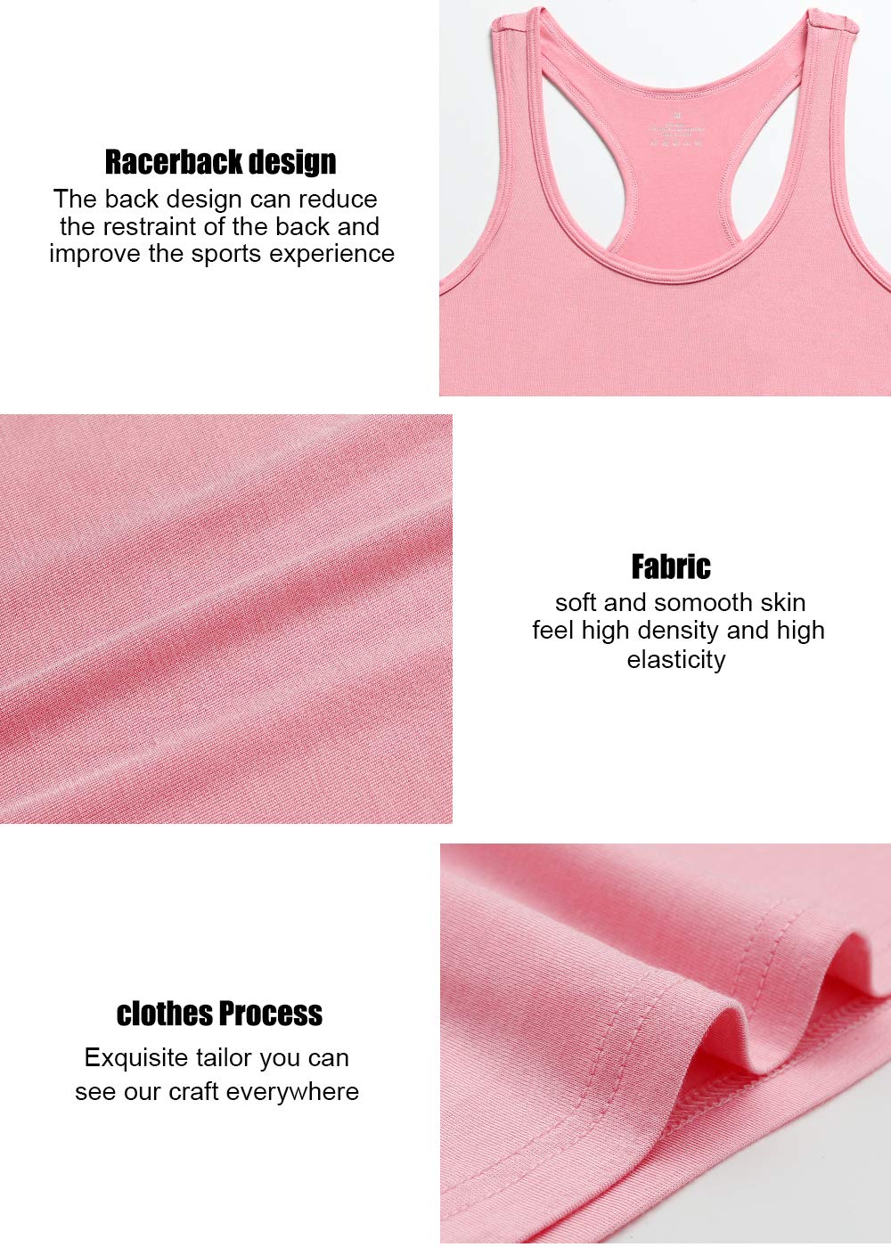 Cosy Pyro Workout Tank Tops for Women Racerback Yoga Tanks Basic Athletic Activewear-4 Packs Black/White/Gray/Pink M