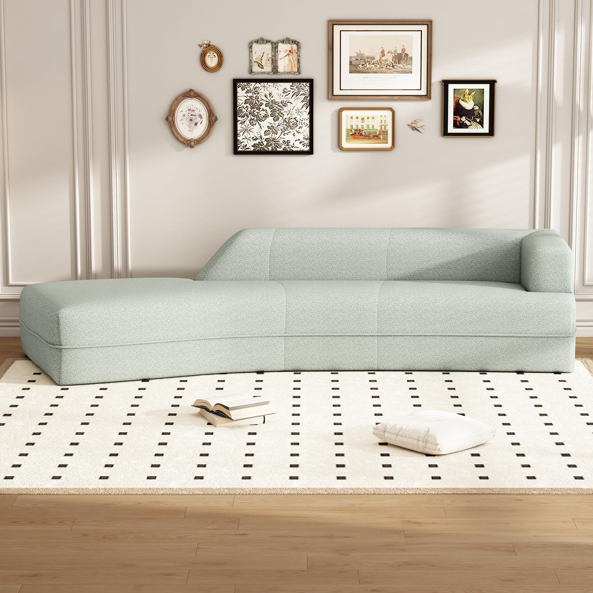 P PURLOVE Modern Sofa Couch,Curved Lounge Indoor Sofa Couch,4 Seat Long Sofa Sectional Couch for Living Room,Aparment,Beige