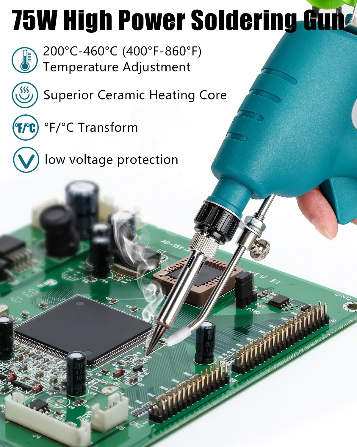 Cordless Soldering Iron Kit for Makita 18v LXT Battery,75W LED Digital Solder Iron Soldering Gun with 5pcs Tips,50g 0.04” Solder Wire for any Hobby Enthusiast (Battery not included)