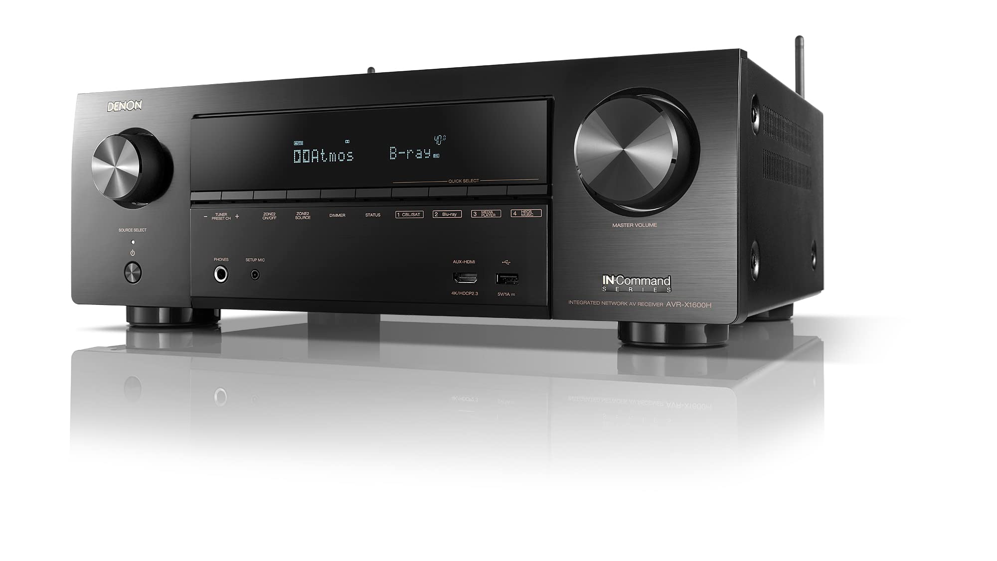 Denon AVR-X1600H 4K UHD AV Receiver | 2019 Model | 7.2 Channel, 80W Each | 3D Audio | New Dolby Atmos Height Virtualization | 6 HDMI Inputs and 1 Output with eARC Support | AirPlay 2, Alexa & HEOS