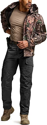 CQR Men's Tactical Pants, Water Resistant Ripstop Cargo Pants, Lightweight EDC Work Hiking Pants, Outdoor Apparel, Duratex Mag Pocket Black, 30W x 32L