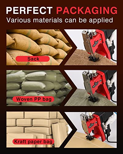 Spolehli Bag Sewing Machine Bag Sealing Machine Bag Closer Bag Closing Machine Bag Stitching Machine Industrial Sewing Machine Bag Sealer Sealing Machine for Sack Woven Kraft Kraft Paper Bag Sealing 110v US plug with CE (Red)