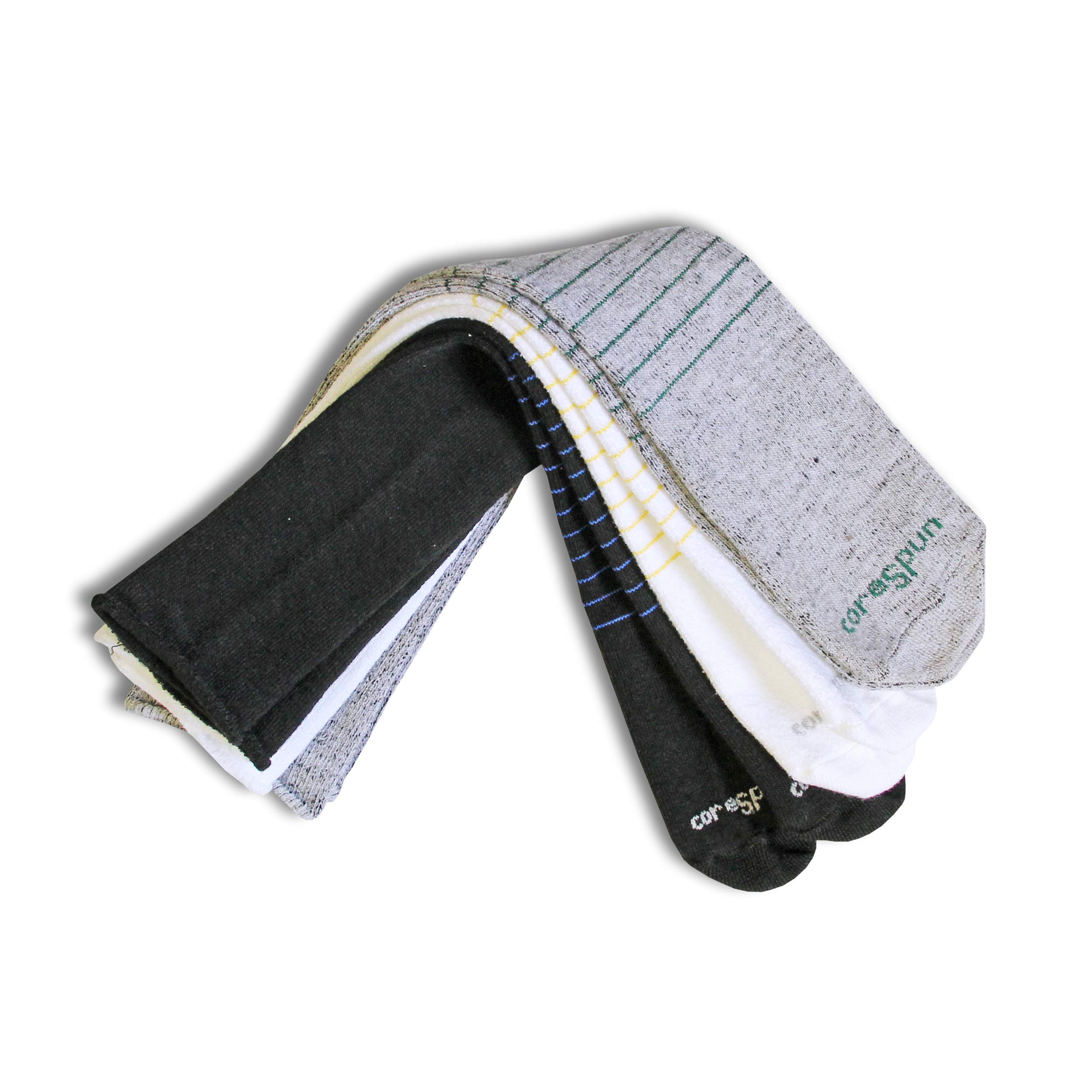 Core-Spun Patterned Child AFO Socks by SmartKnit- Halos 3 Pack - White/Grey/Black - Child Small