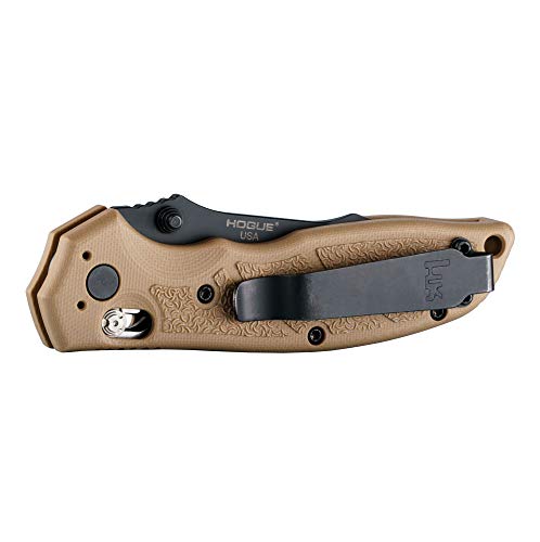 Hogue 54153 HK Exemplar 3.25" Pivot Lock Folder Clip Point Partially Serrated Black Finish G10 Scales - Flat Dark Earth