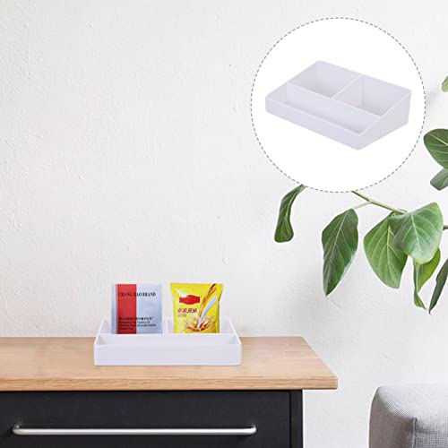 Tofficu 3 Compartment Coffee Condiment Holder Coffee Holder Storage Organizer Coffee Sugar Tea Bags Holder for Breakroom Office Home use