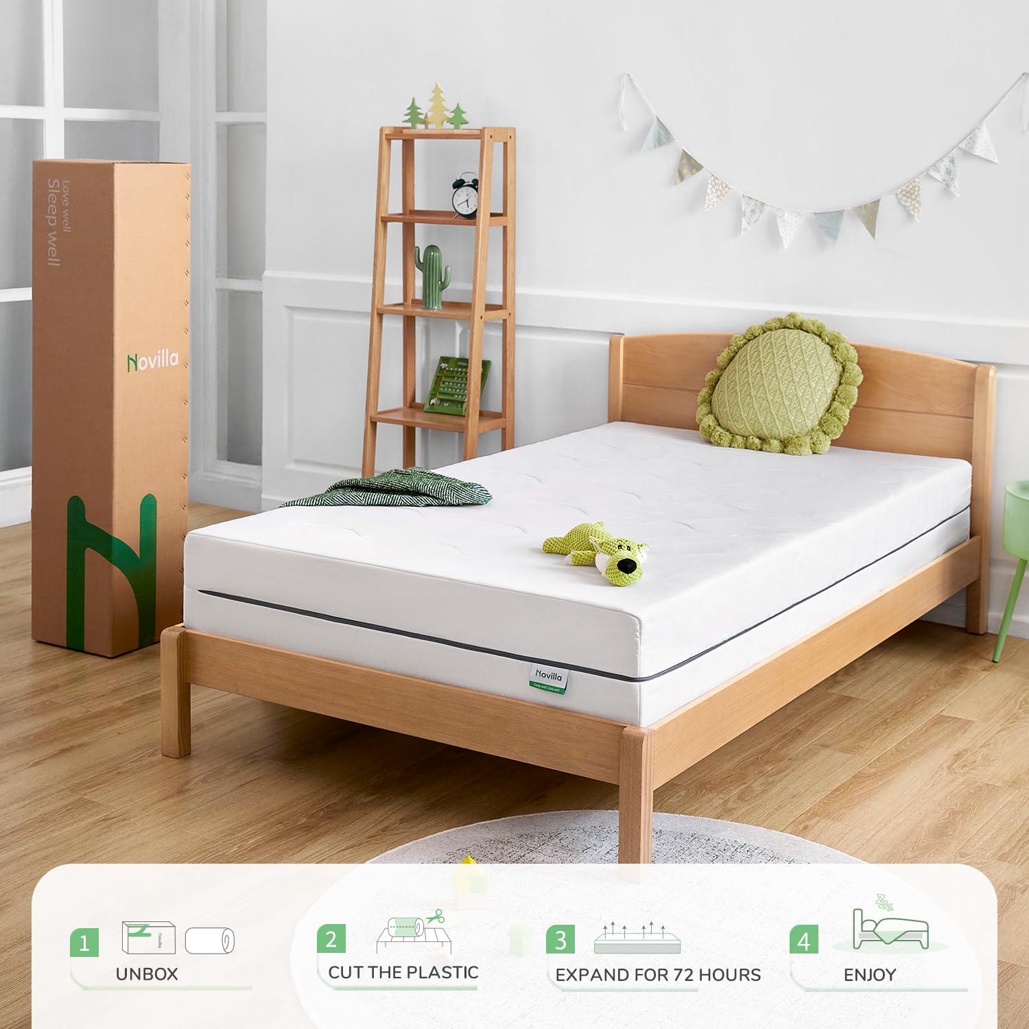 Novilla Twin Mattress, 12 Inch Memory Foam Mattress for Pressure Relief & Comfort Sleep, Medium Firm Feel with Motion Isolating, Twin Mattress in a Box, White