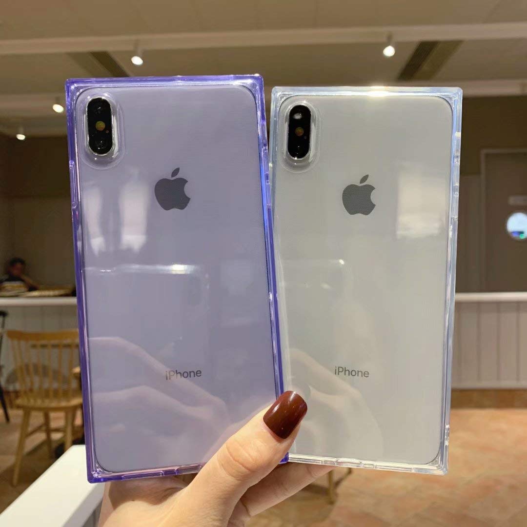 Facweek iPhone Xs Max Case Square, Clear Xmax Transparent Cases Reinforced Corners Soft TPU Cushion Ultra-Thin Slim Cover Silicone Shell-Clear