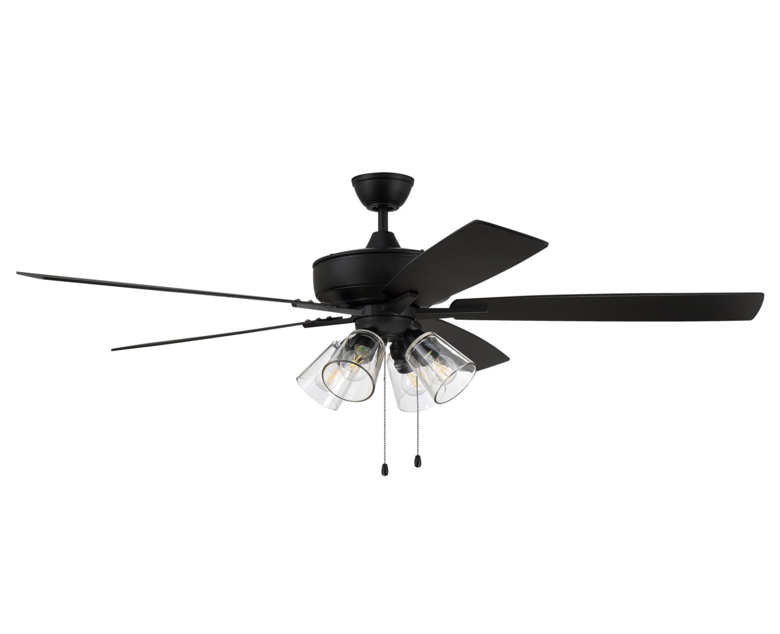Craftmade S104FB5-60FBGW Super Pro 60" Ceiling Fan with LED Lights & Pull Chain, 5 Reversible Flat Black/Greywood MDF Blades, Flat Black