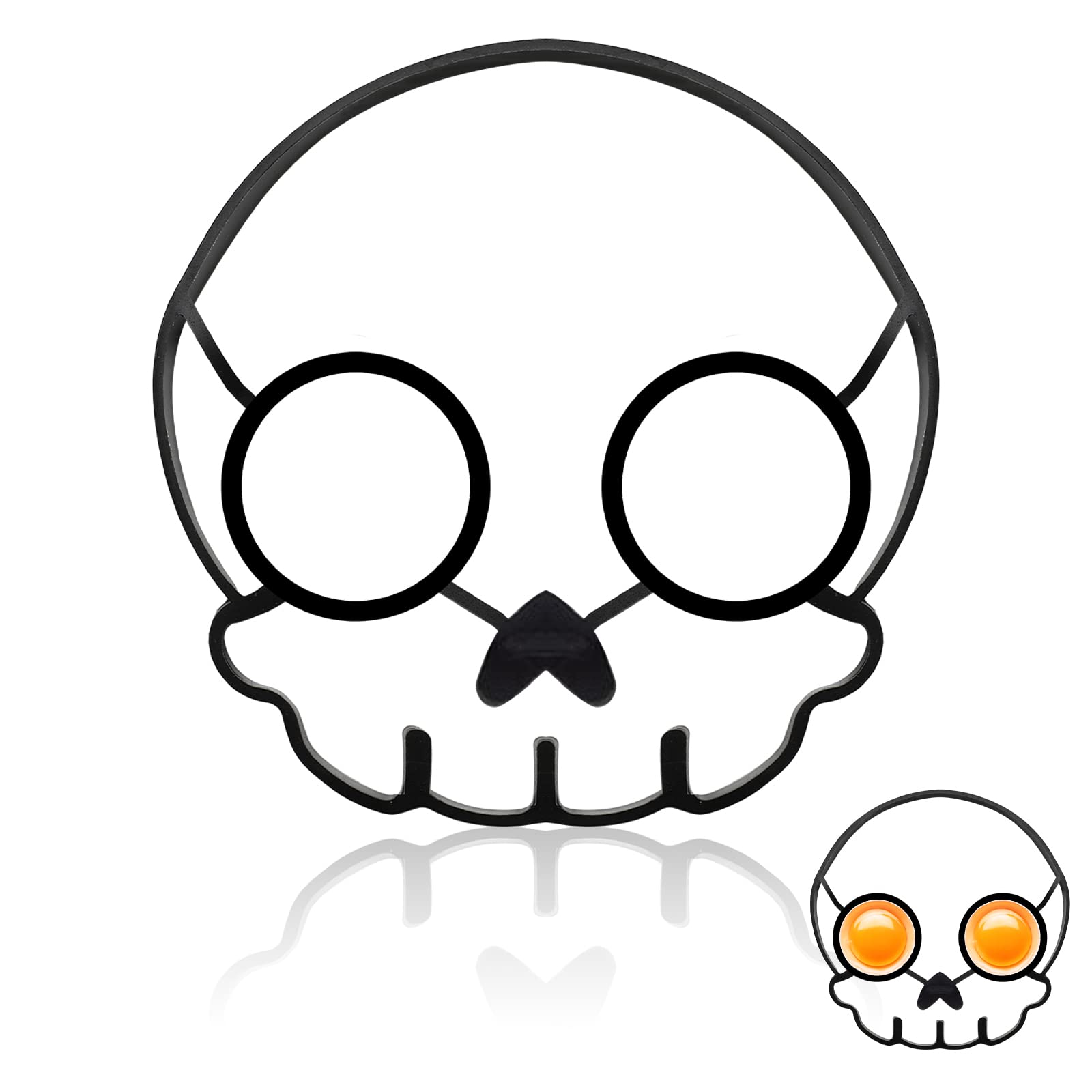 Halloween Horror Skull Fried Egg Mold, Breakfast Omelette Molds, Silicone Skull Cooking Shaper Ring DIY Accessory for Kitchen Camping