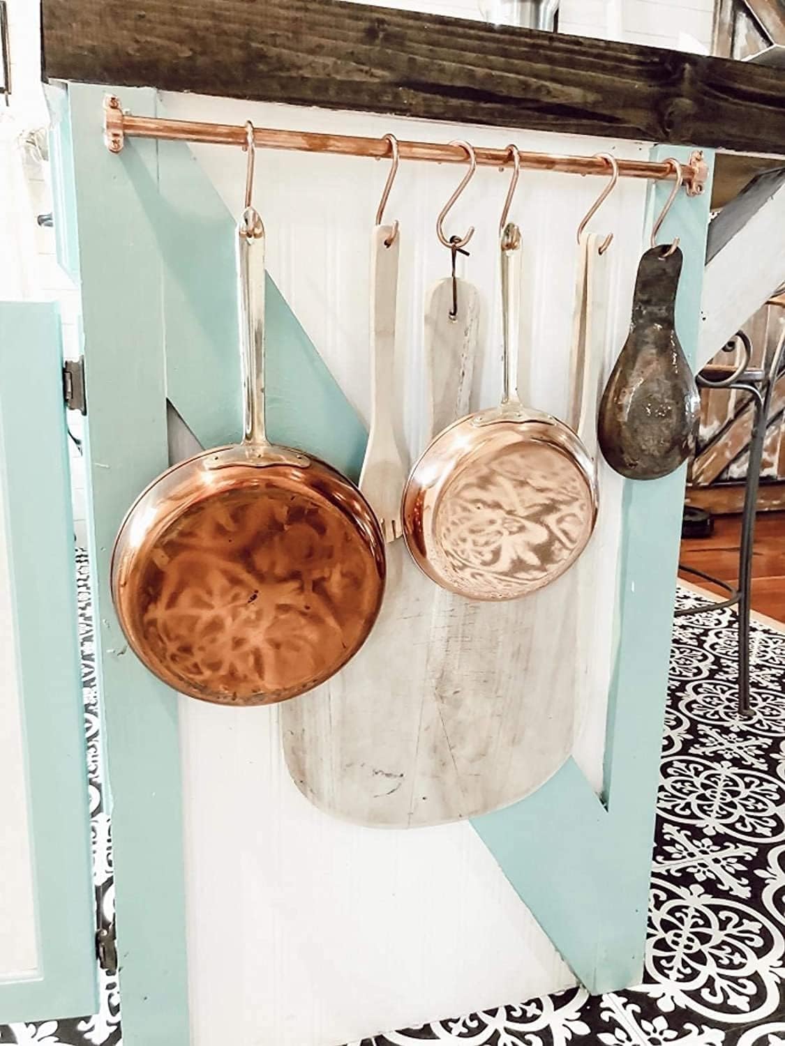 LiuliuBull Set of 6 Copper S Hooks for Hanging Pots and Pans,Made from Authentic Heavy Duty Soild Copper,Beautiful and Long Lasting