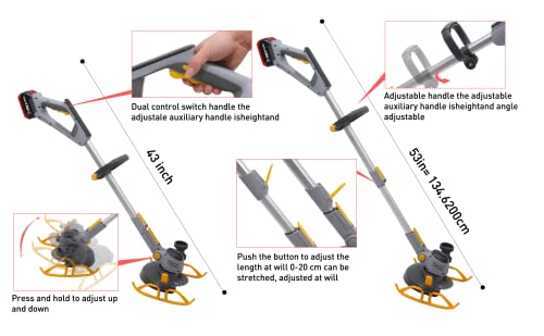 PATIOX Weed Wacker Cordless - Electric Weed Trimmer Rechargeable 3 in 1 - Two 4.0 Ah Battery Powered Weed Whacker Cordless 20V Grass Trimmer with Blade and Charger (A-Classic-1)