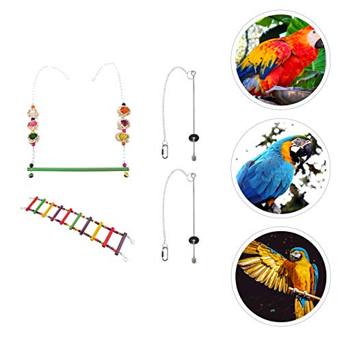 PATKAW Chicken Swing Toys 8 Pcs Parrot Bird Toy Bird Perch Bird Cage Hammock Toy Set Wooden Hammock Wooden Swing