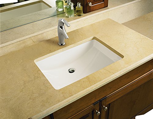 KOHLER 2215-0 Ladena Rectangular undermount Bathroom Sink with Curved Bottom, 23-1/4" W x 16-1/4" L, White
