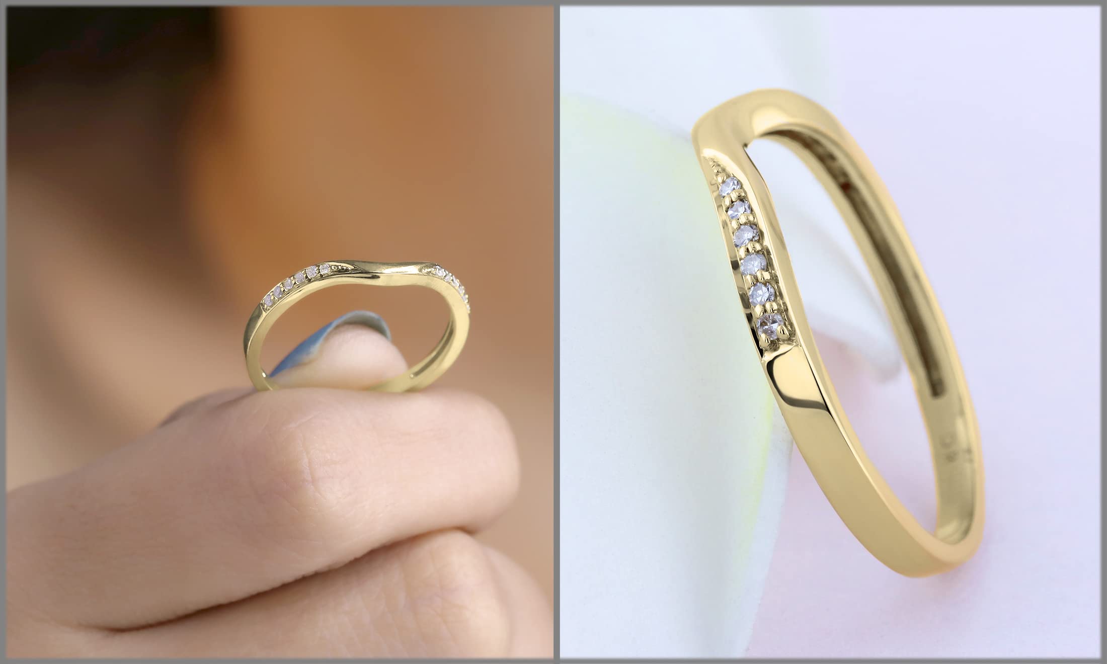 Dazzlingrock Collection 0.10 Carat (ctw) 14K Round Diamond Ladies Wedding Band Guard Ring 1/10 CT, Yellow Gold, Size 7.5