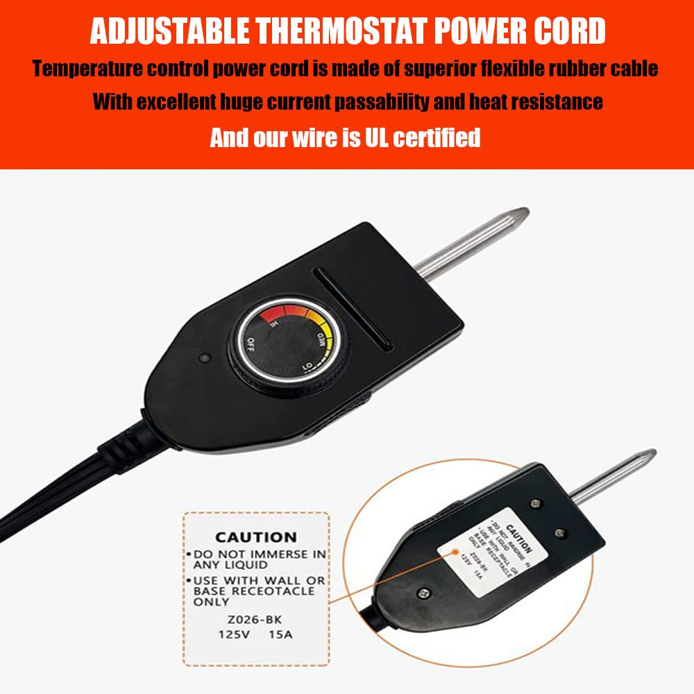 DONSIQIZZ Adjustable Controller Thermostat Power Cord for Masterbuilt Smokers MB20070210 MB25075517, Thermostat Analog Control Probe Cord Fits for Most Electric Turkey Fryers and Heating Elements