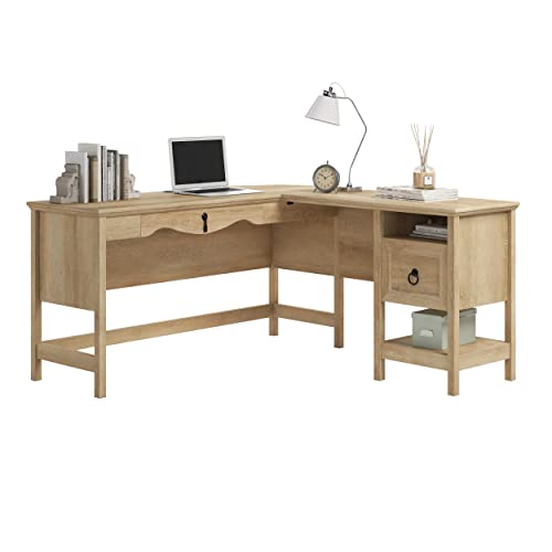 Sauder Adaline Cafe L-Desk, L: 59.65" x W: 59.65" x H: 29.92", Orchard Oak Finish