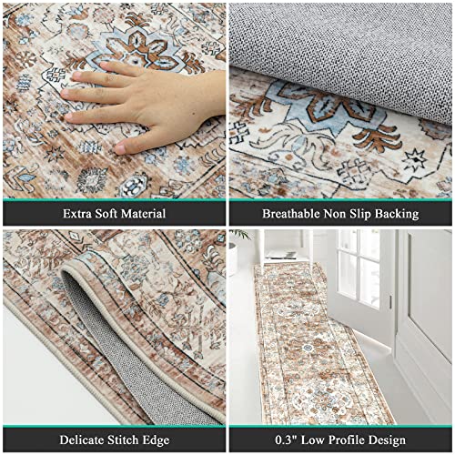 Pauwer Hallway Runner Rug 2'x8', Boho Washable Runner Rugs with Rubber Backing, Oriental Non Slip Carpet Runner for Hallways, Farmhouse Rug Runners for Kitchen Laundry Room Entryway Bedroom