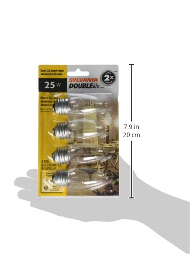SYLVANIA LIGHTING 13331 25W B10 Dbl Life Bulb (4 Pack), Clear