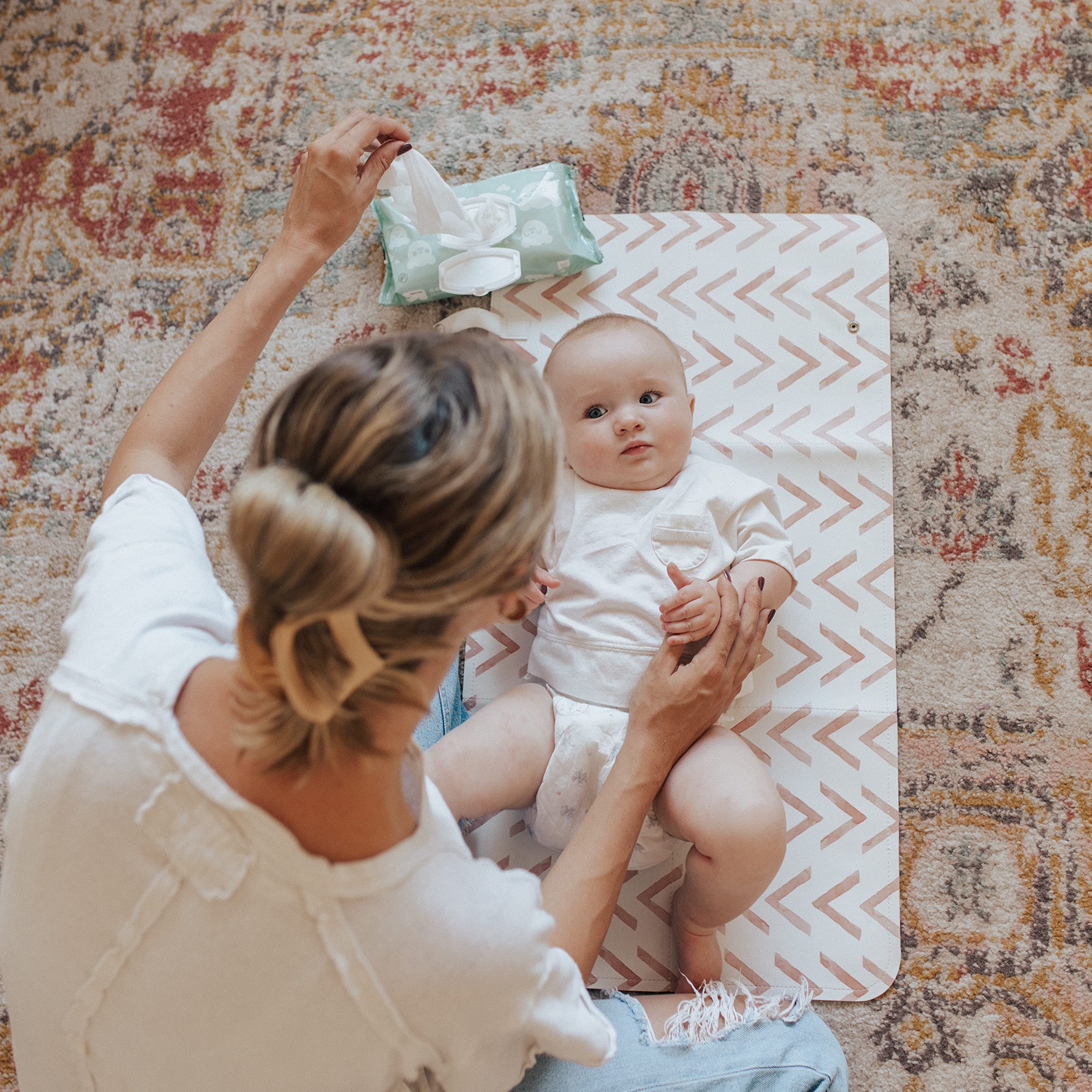 Sunshine and Poppy Vegan Leather Baby Changing Mat - Diaper Changing Mat, Wipeable Changing Pad, Travel Friendly, Portable, Foldable Changing Pad for Babies or Toddlers